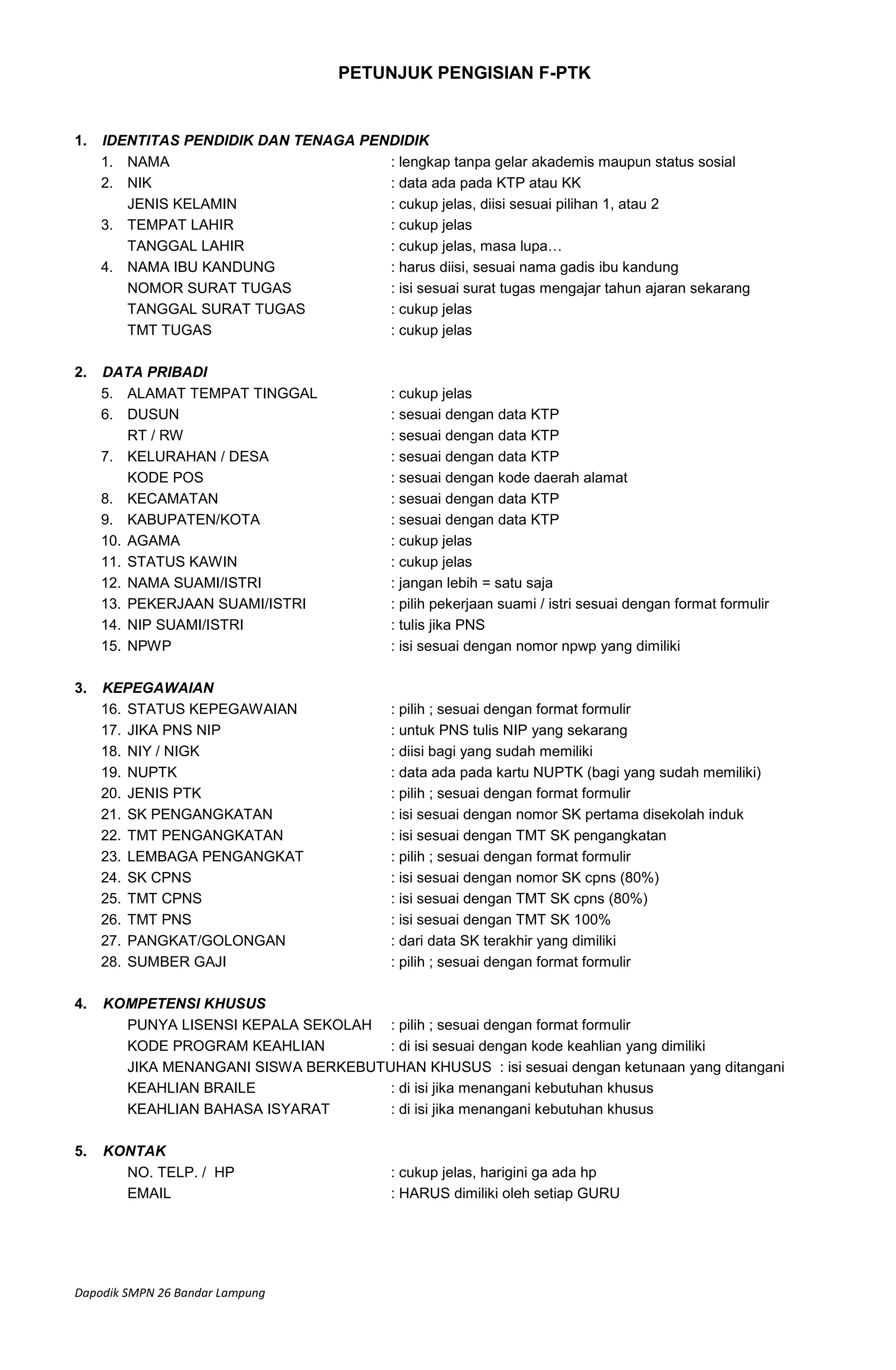 179924190 petunjuk-pengisian-formulir-ptk-2013 | PDF