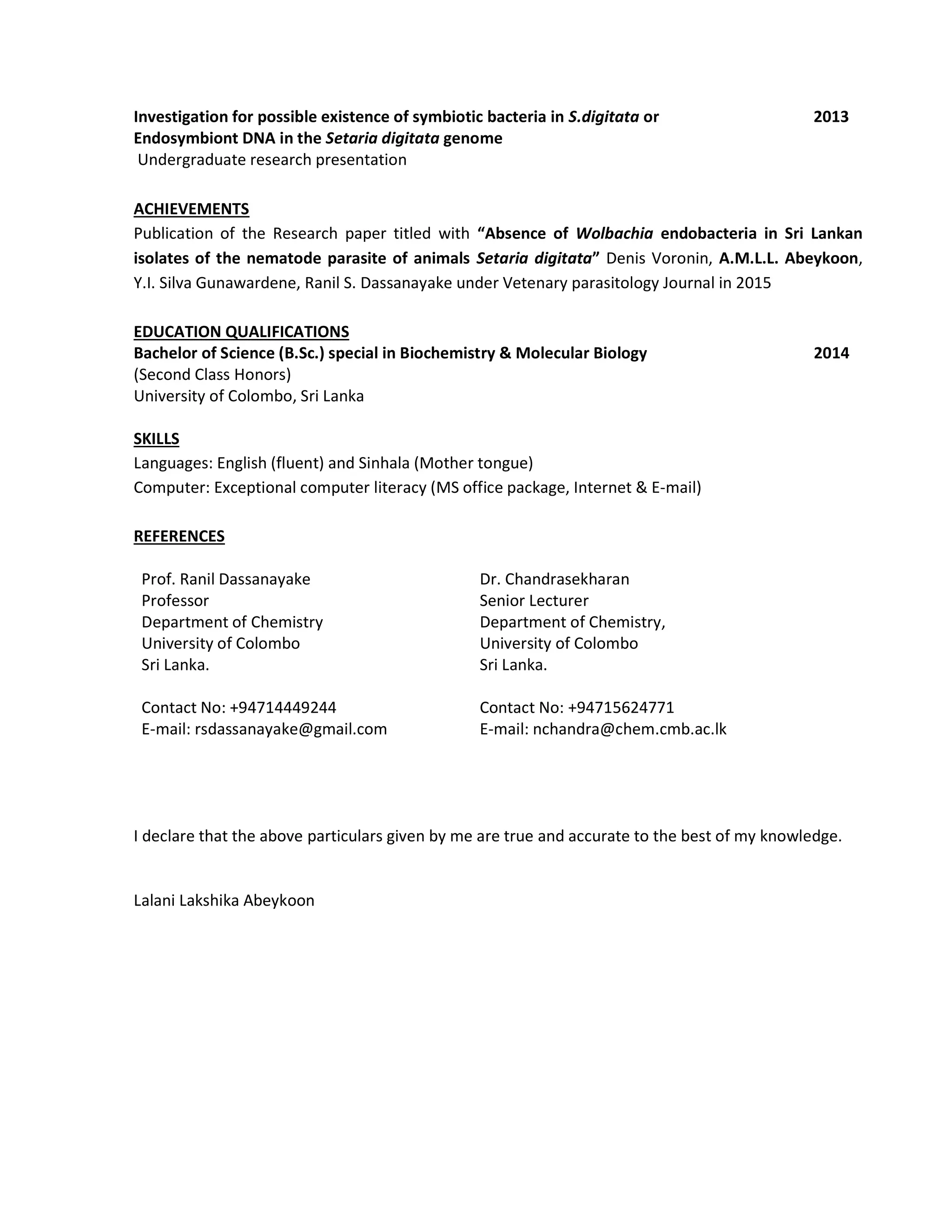 CV lalani Lakshika | PDF
