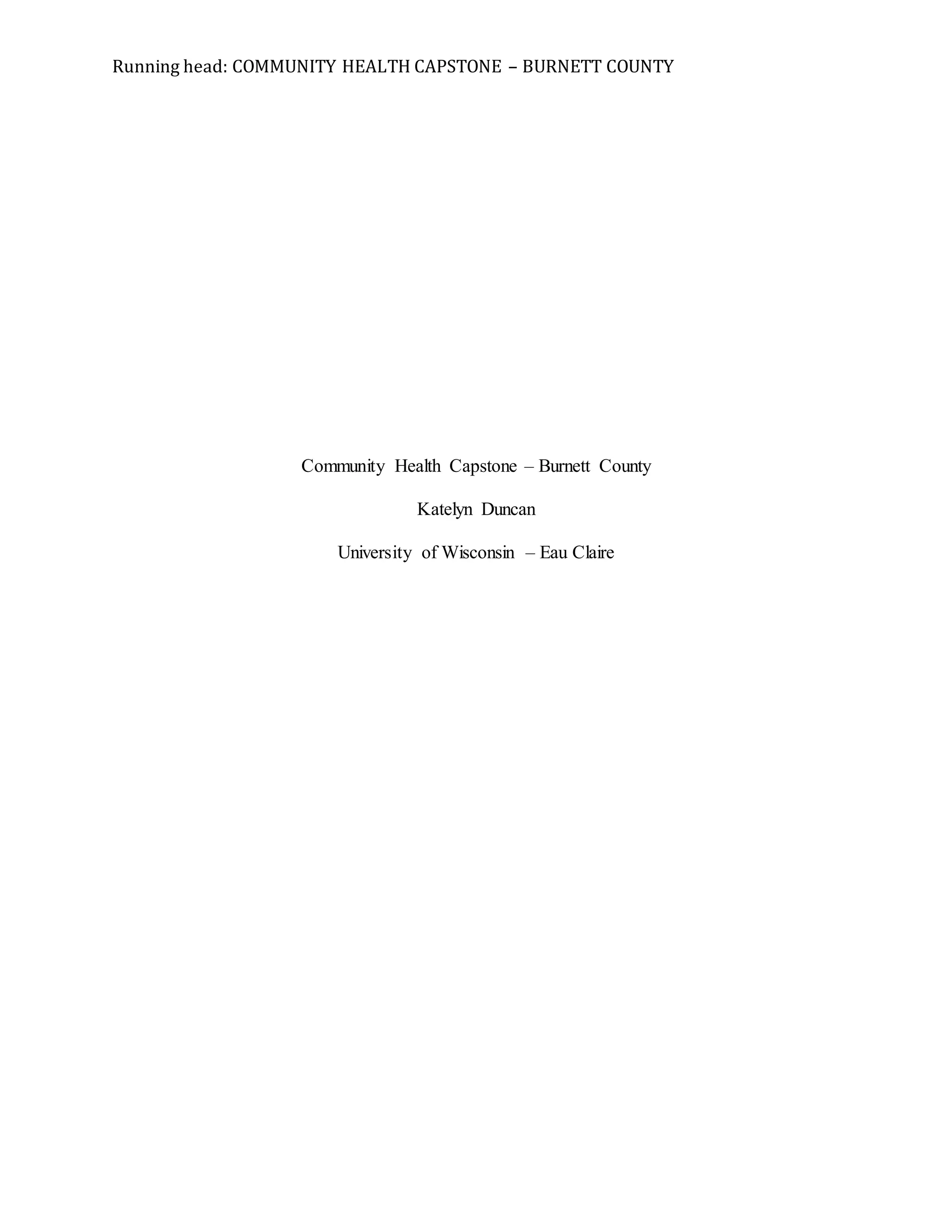 Community Health Capstone Paper | PDF