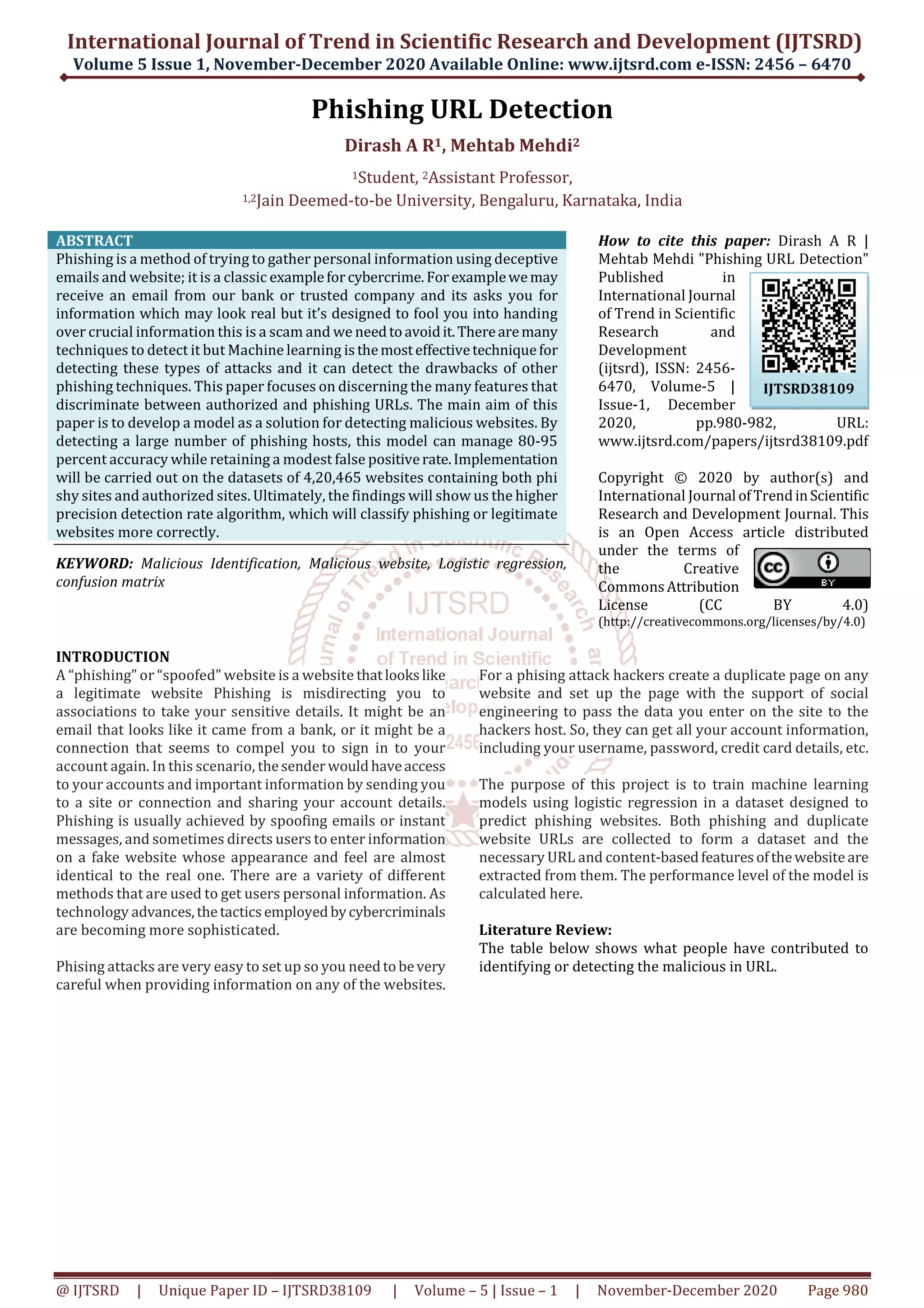 Phishing URL Detection | PDF