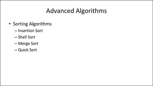 Advanced Sorting Algorithms | PPTX