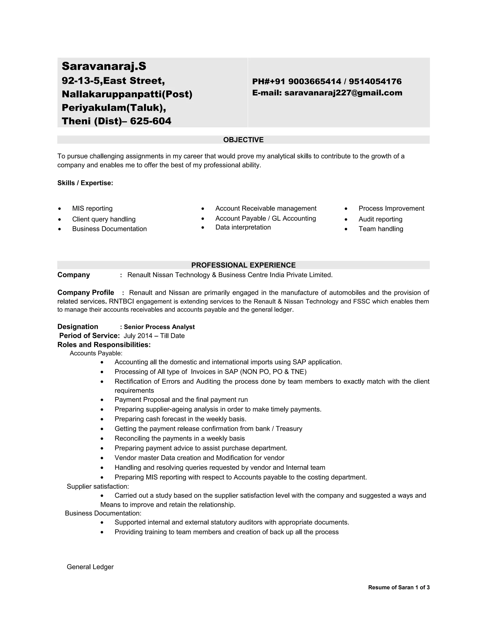 Saravanaraj Resume-29072016 | DOC