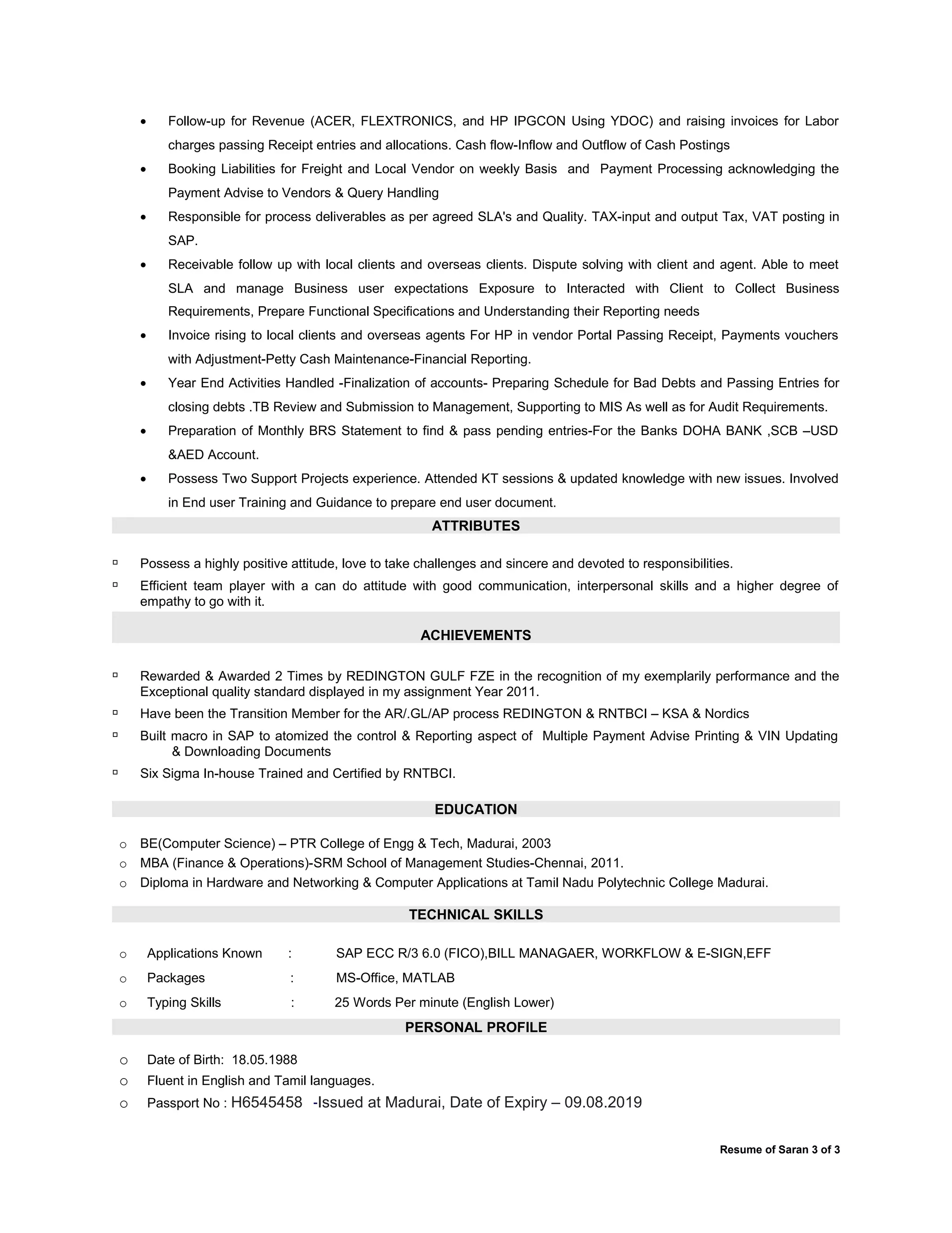 Saravanaraj Resume-29072016 | DOC