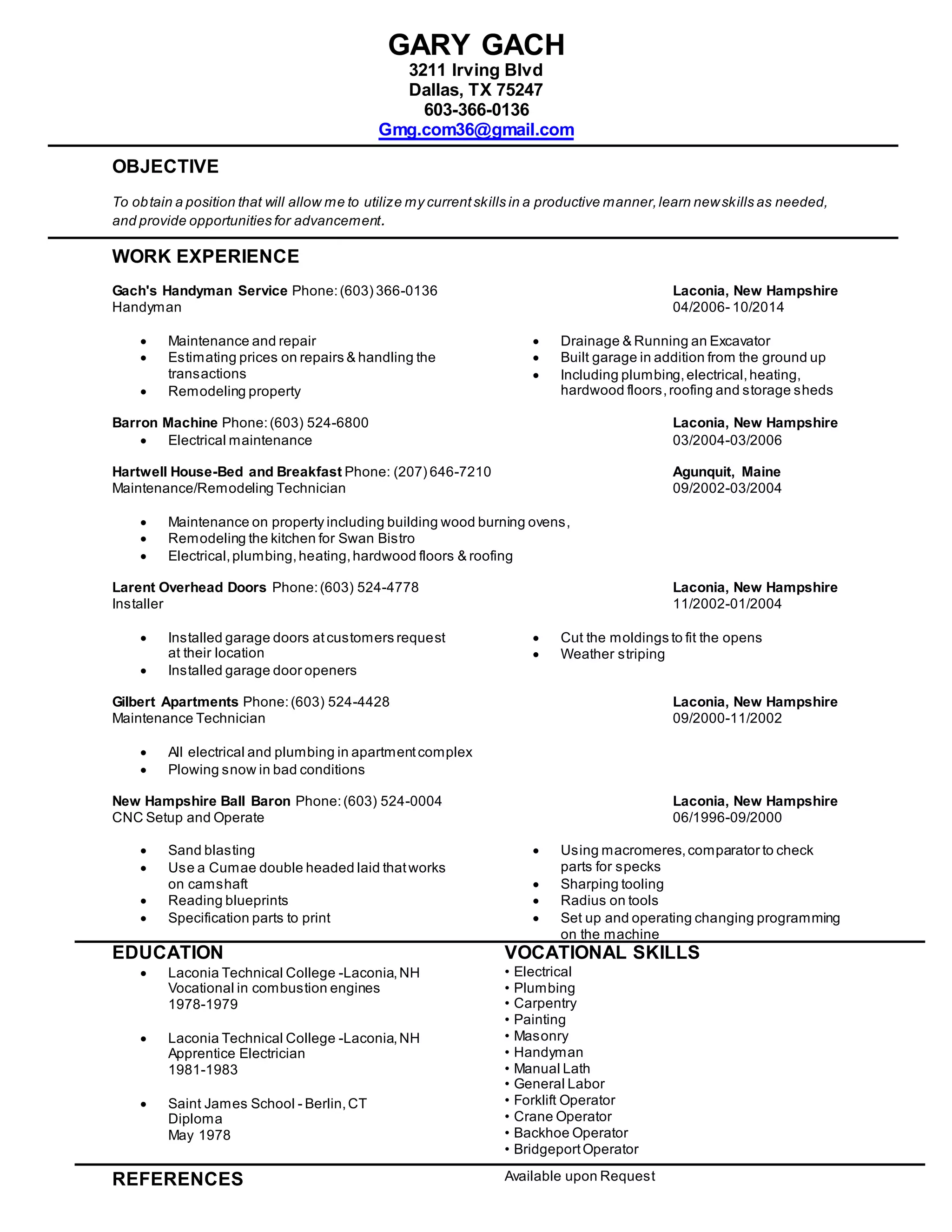 GARY GACH Resume 2014 | PDF
