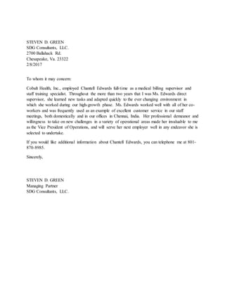 Letter of Recommendation for Chantell | DOCX