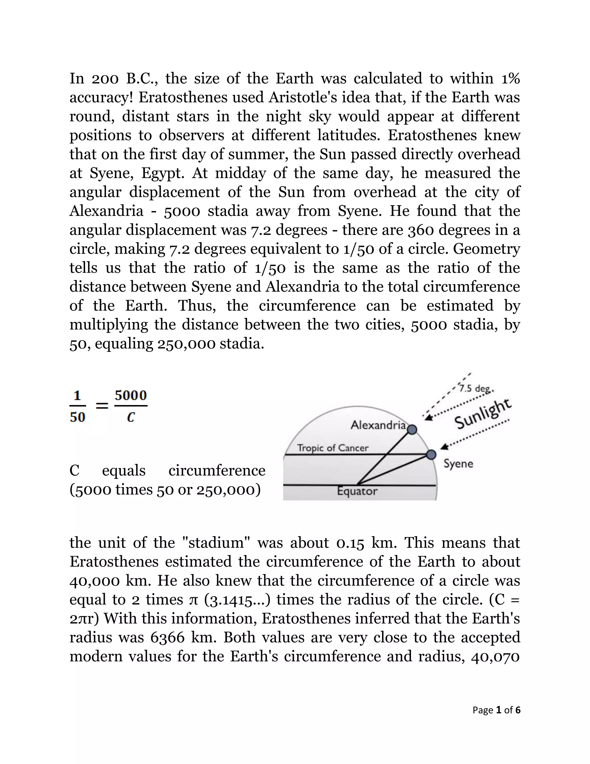 DETERMINATION OF THE EARTH’S RADIUS, MASS, AND GRAVITIONAL CONSTANT ...