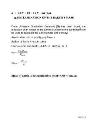 DETERMINATION OF THE EARTH’S RADIUS, MASS, AND GRAVITIONAL CONSTANT ...