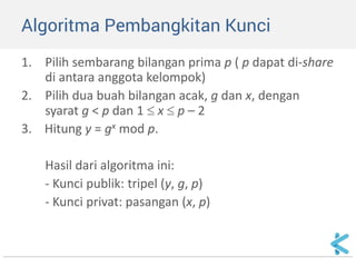 Kriptografi - Algoritma ElGamak | PPT