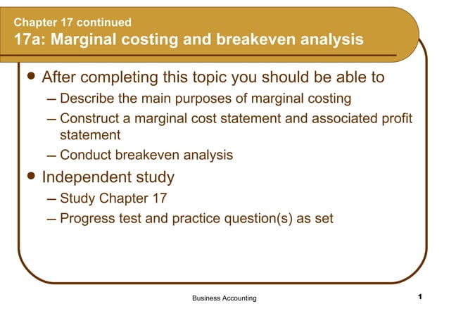 17a marginal costing & breakeven analysis | PPT