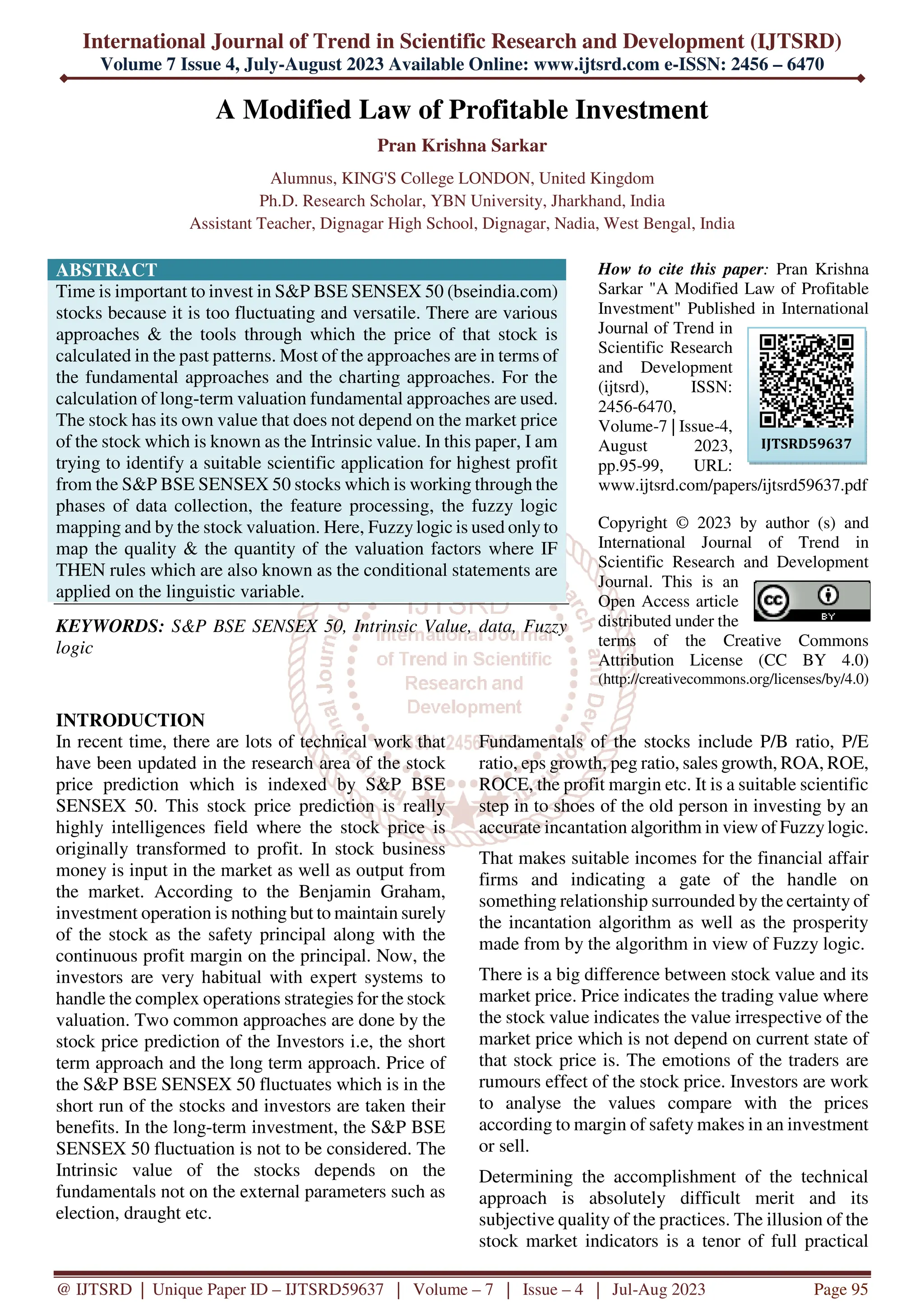 A Modified Law of Profitable Investment | PDF