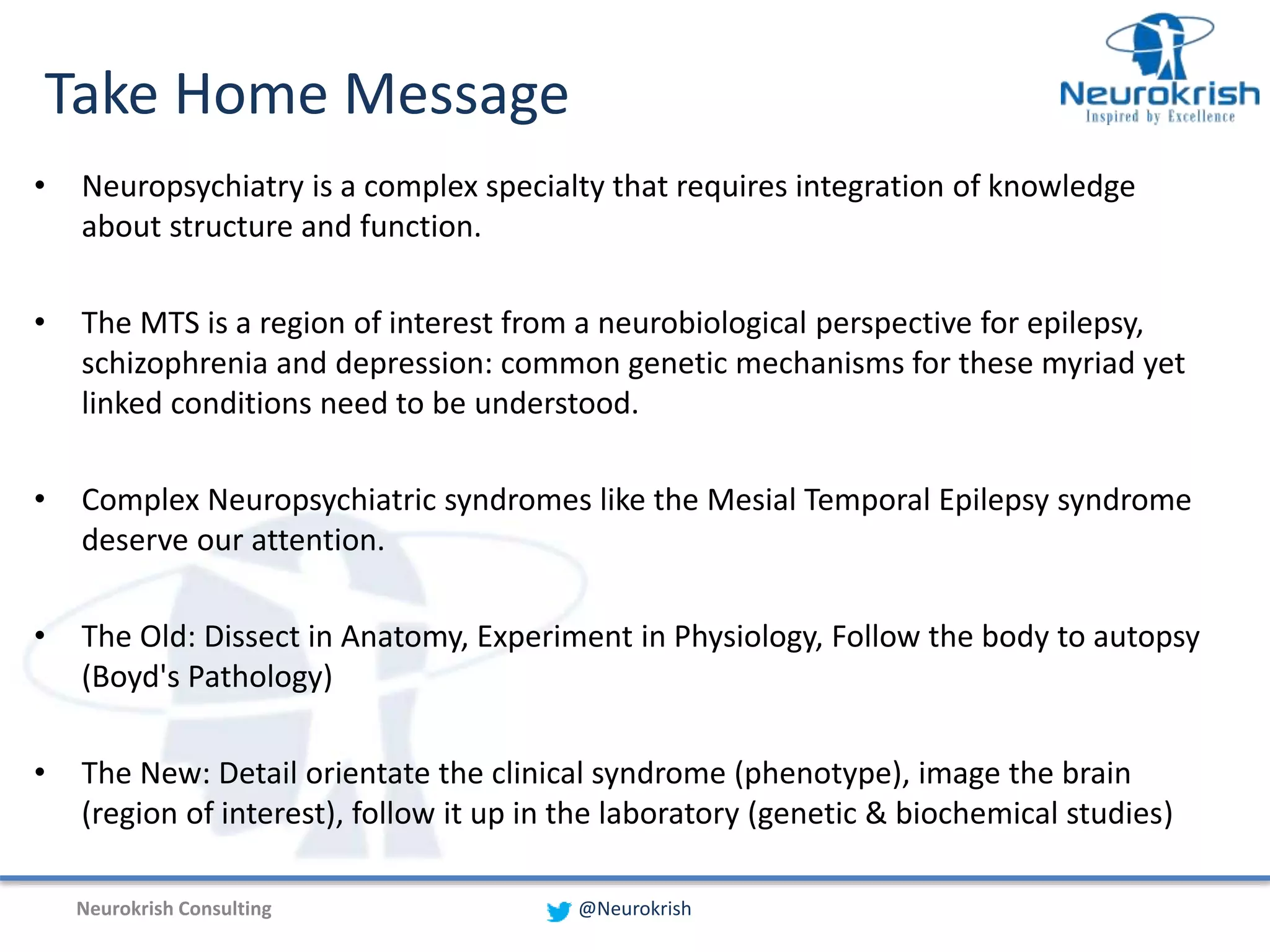 The Mesial Temporal Structures - Towards a Neurobiological Nexus | PPT