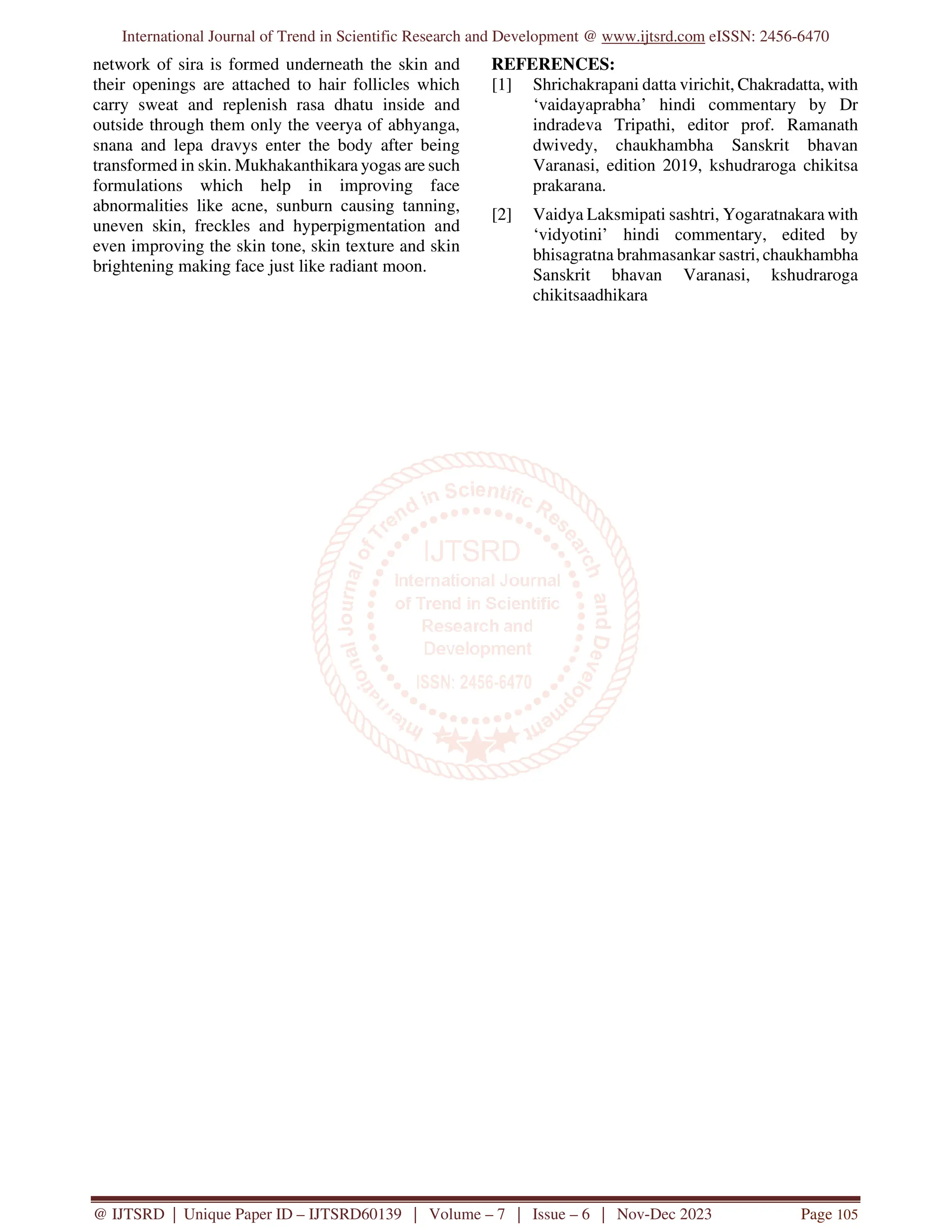 Ayurvedic Perspective of Mukha Kanthikara Yoga’s W.S.R to Chakradatta ...