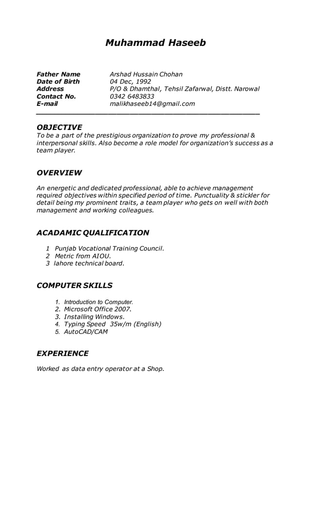 Muhammad Haseeb 12 | DOCX | Careers