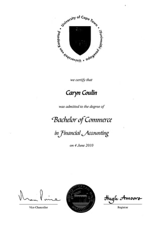 UCT Degree Certificate | PDF