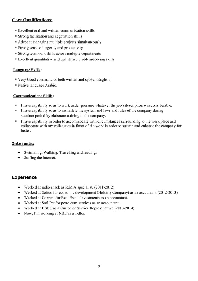 mohamed Ezat (cv) | DOC | Business Accounting & Finance | Business