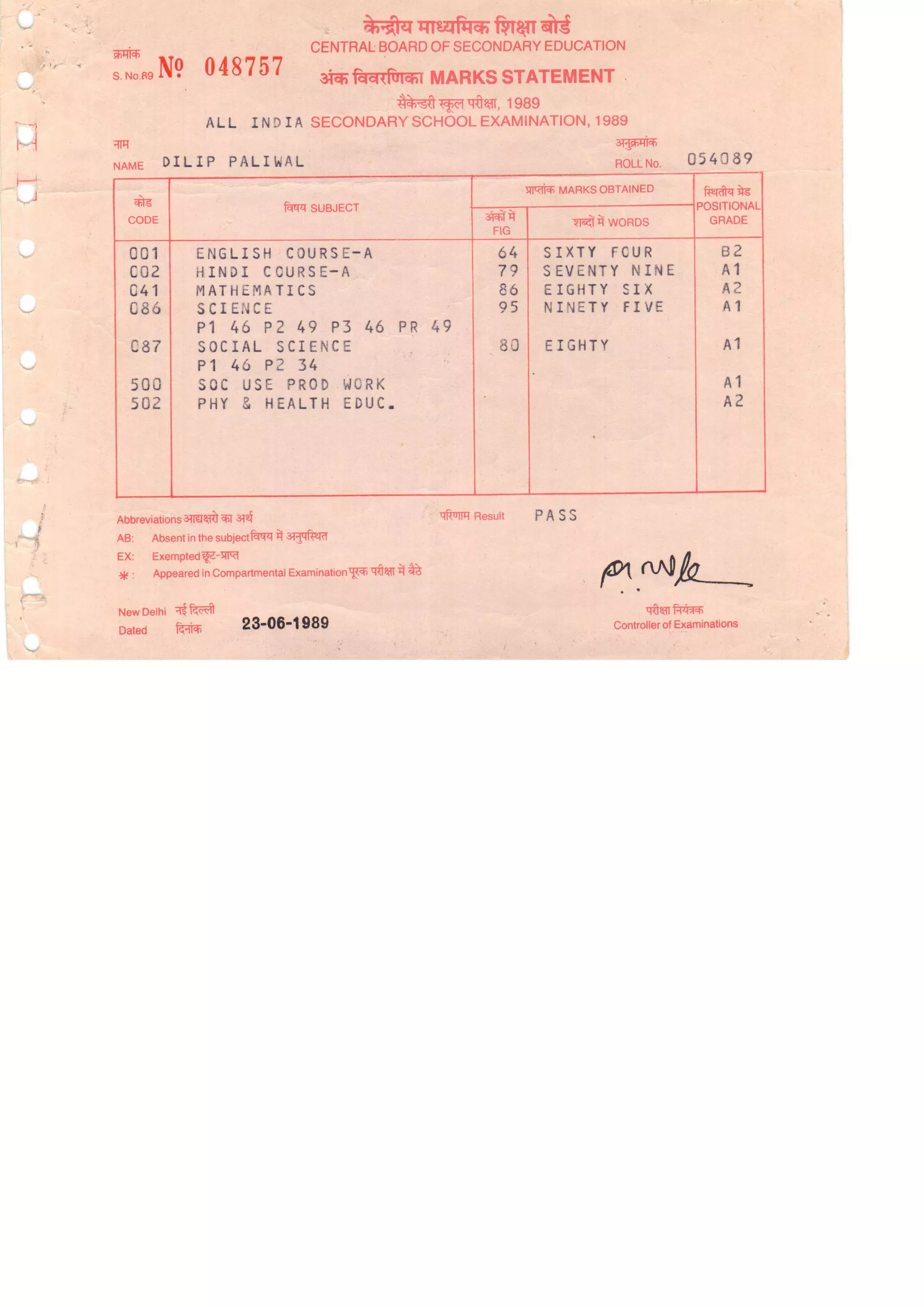 Secondary marks sheet | PDF
