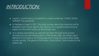 BOOK REVIEW ON SAPIENS BY YUVAL HARARI | PPTX