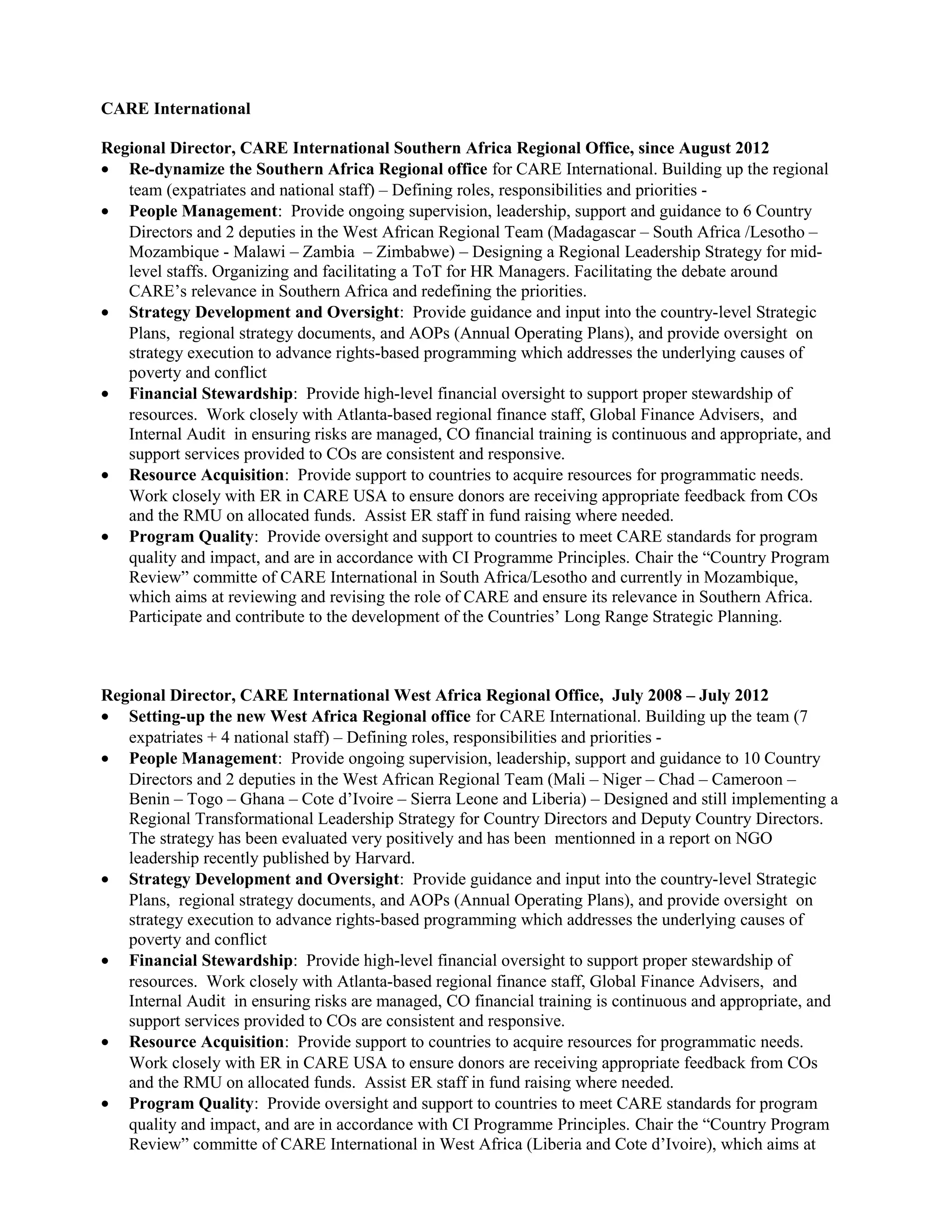 Marc's resume (Final) | DOC | Non-Profit Organizations | Industries