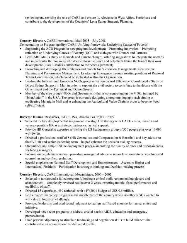 Marc's resume (Final) | DOC | Non-Profit Organizations | Industries