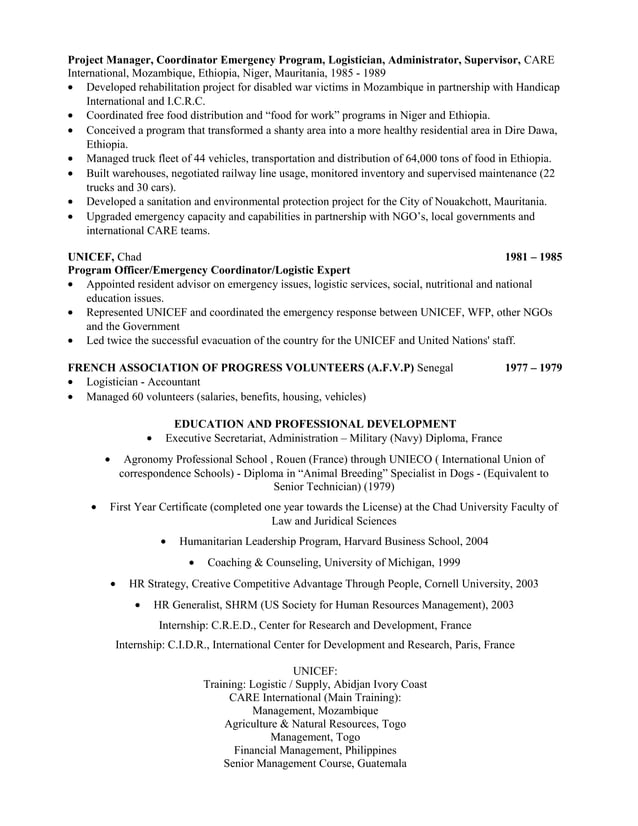 Marc's resume (Final) | DOC | Non-Profit Organizations | Industries