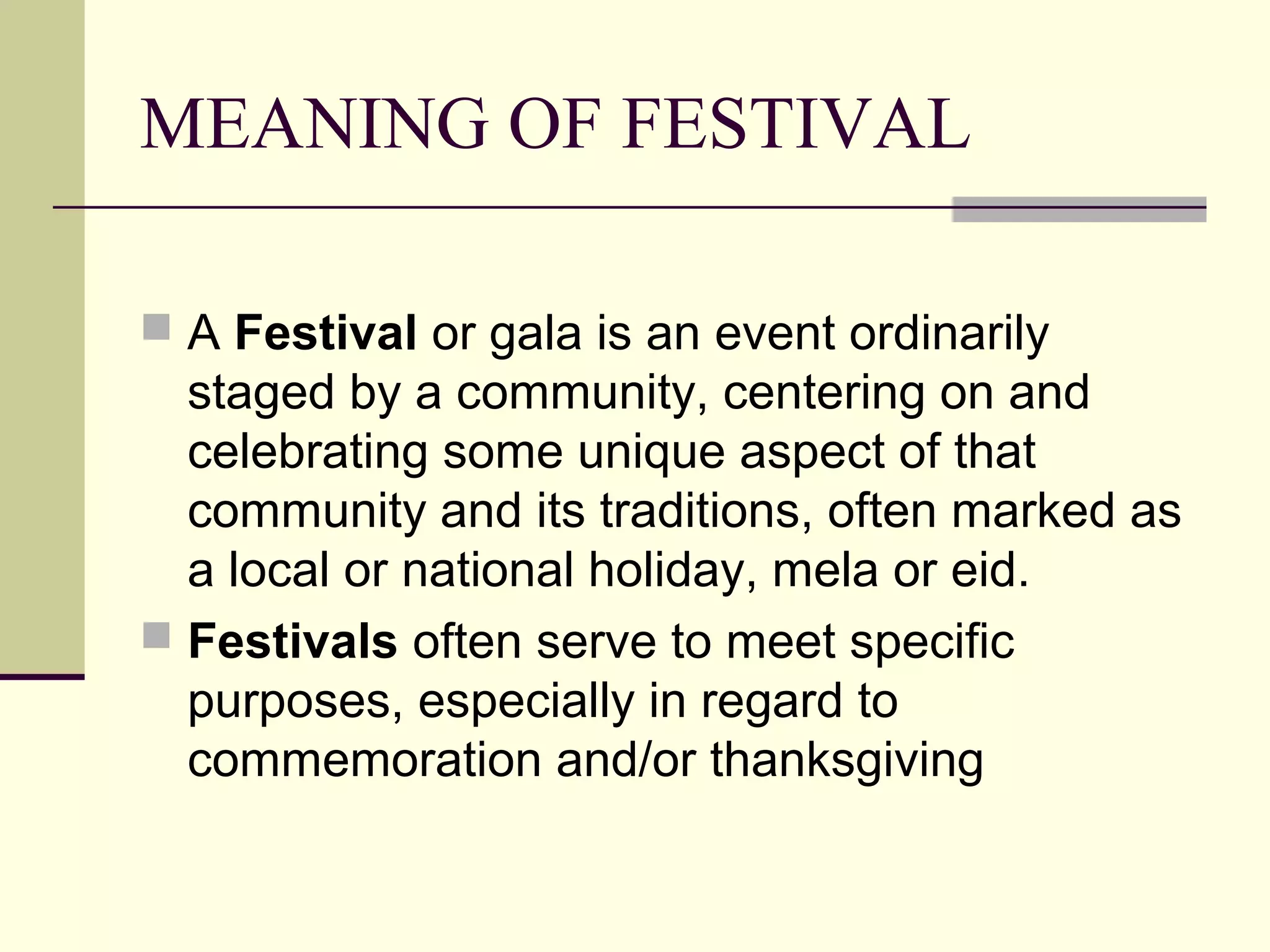 CELEBRATION OF FESTIVALS AND CULTURAL APPRECIATION | PPT