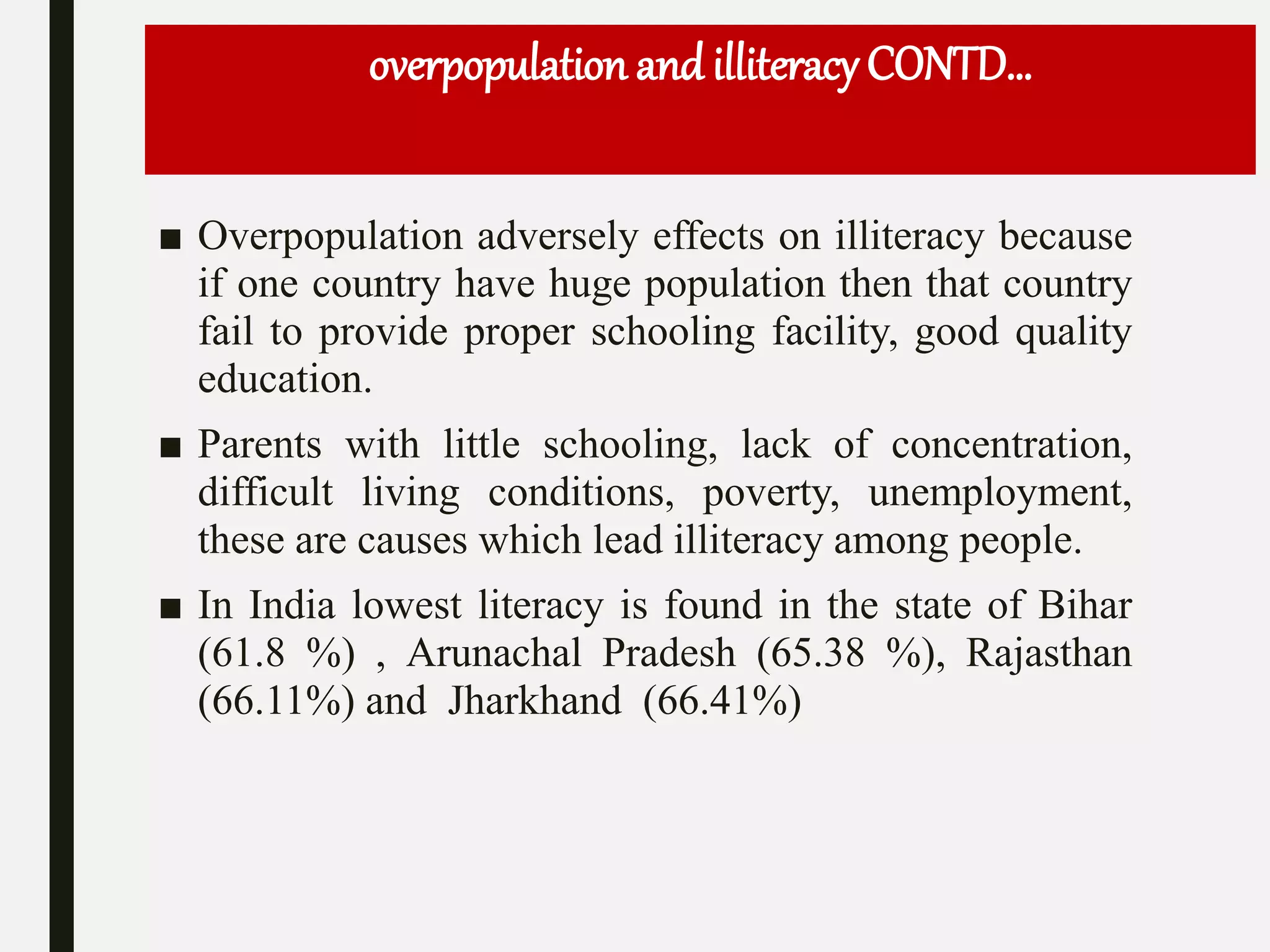 ADVERSE EFFECTS OF OVERPOPULATION (POVERTY, ILLITERACY, POLLUTION) | PPTX