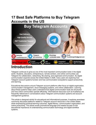 17 Best Safe Platforms to Buy Telegram Accounts in the US. | DOCX