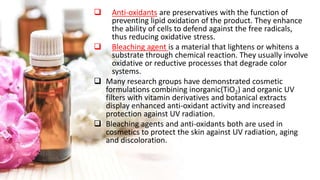 Antioxidants and Bleaching Agents used in Cosmetics | PPTX