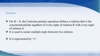 Relation Algebra in MS SQL | Types of relation Alger-bra | PPT