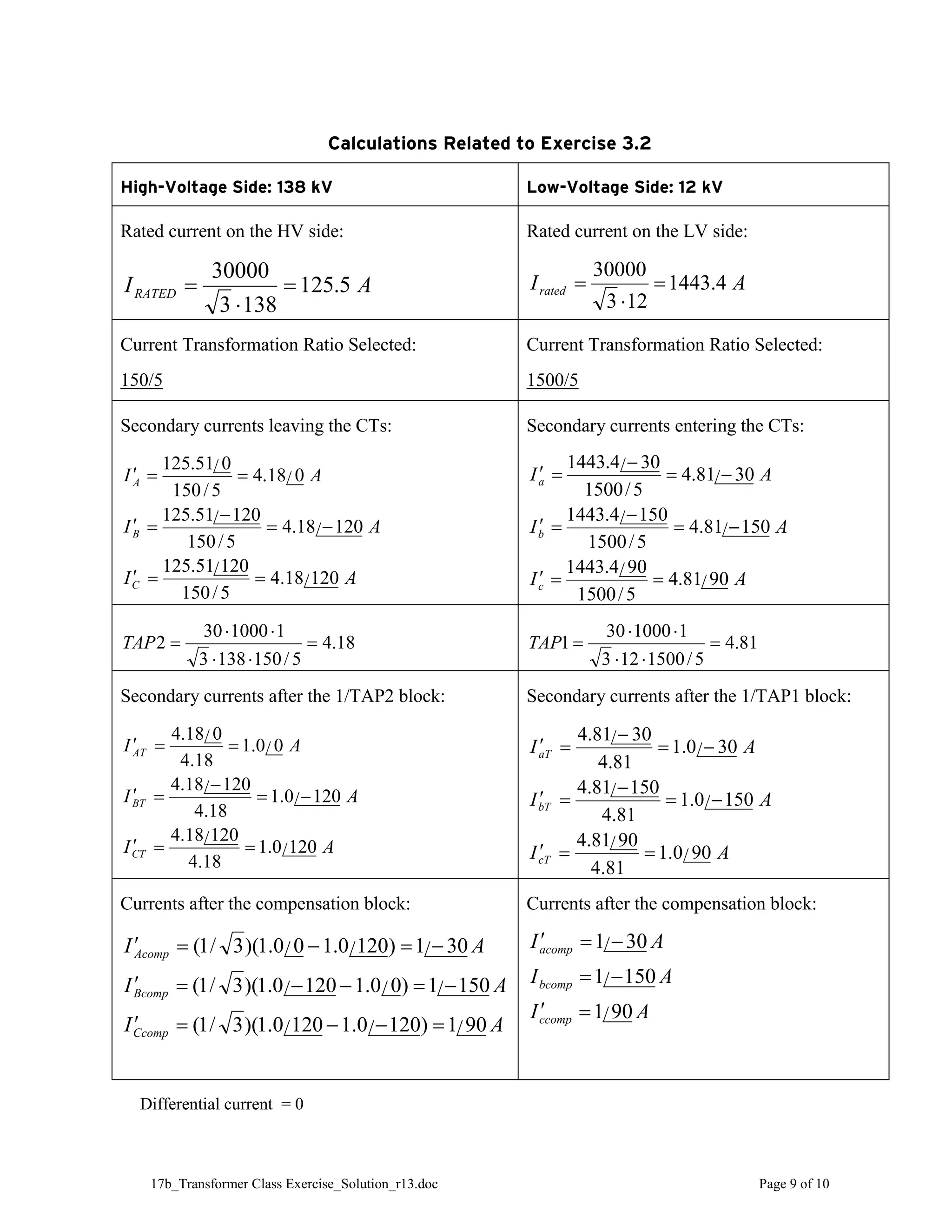 17b transformer class exercise solution_r13 | PDF | Physics | Science