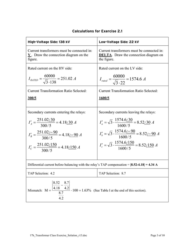 17b transformer class exercise solution_r13 | PDF | Physics | Science