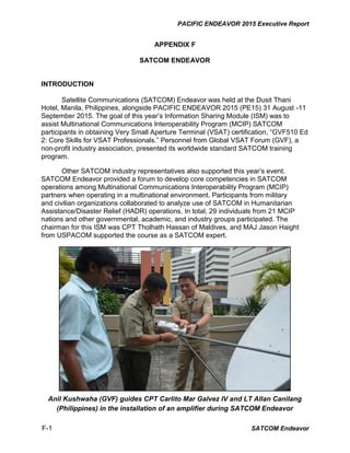 PACIFIC_ENDEAVOR_2015_Executive_Report for SATCOM Endeavor | PDF