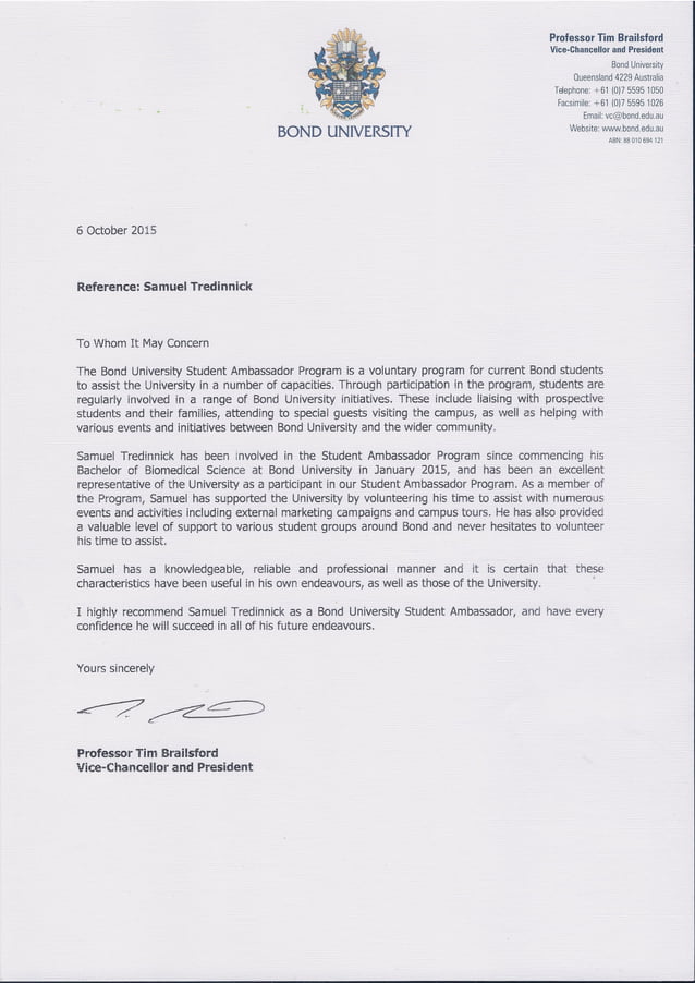 Bond University Letter | PDF