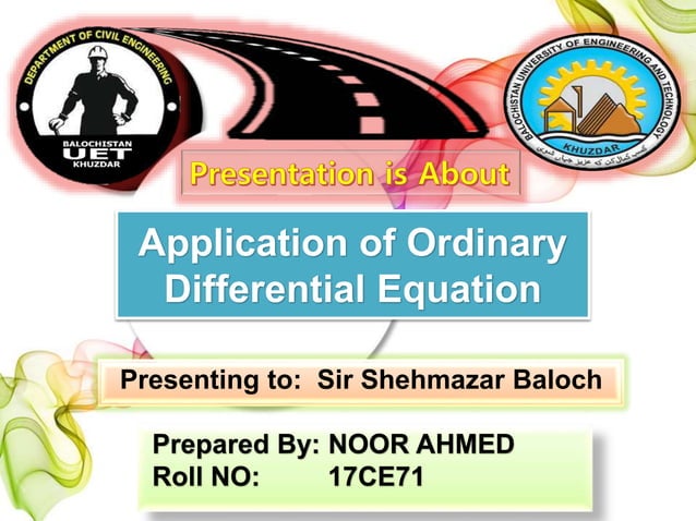 Application of Ordinary Differential Equation in civil engineering | PPTX