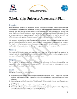 Scholarship Universe Assessment Plan V1.2 | PDF | Student Financial Aid | Financial Assistance