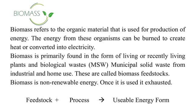 Biomass energy and conversion processes | PPTX | Science