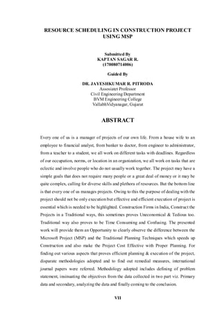 Resource scheduling in Construction Project Using Microsoft Project | PDF