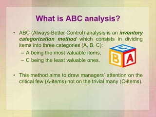 APPLICATION OF ABC ANALYSIS FOR MATERIAL MANAGEMENT OF RESIDENTIAL ...