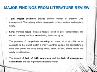 BARRIERS TO GOOD OCCUPATIONAL HEALTH & SAFETY (OHS) PRACTICES BY SMALL ...