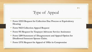 Internal Revenue Service Appeals-How to Appeal IRS Actions | PPT