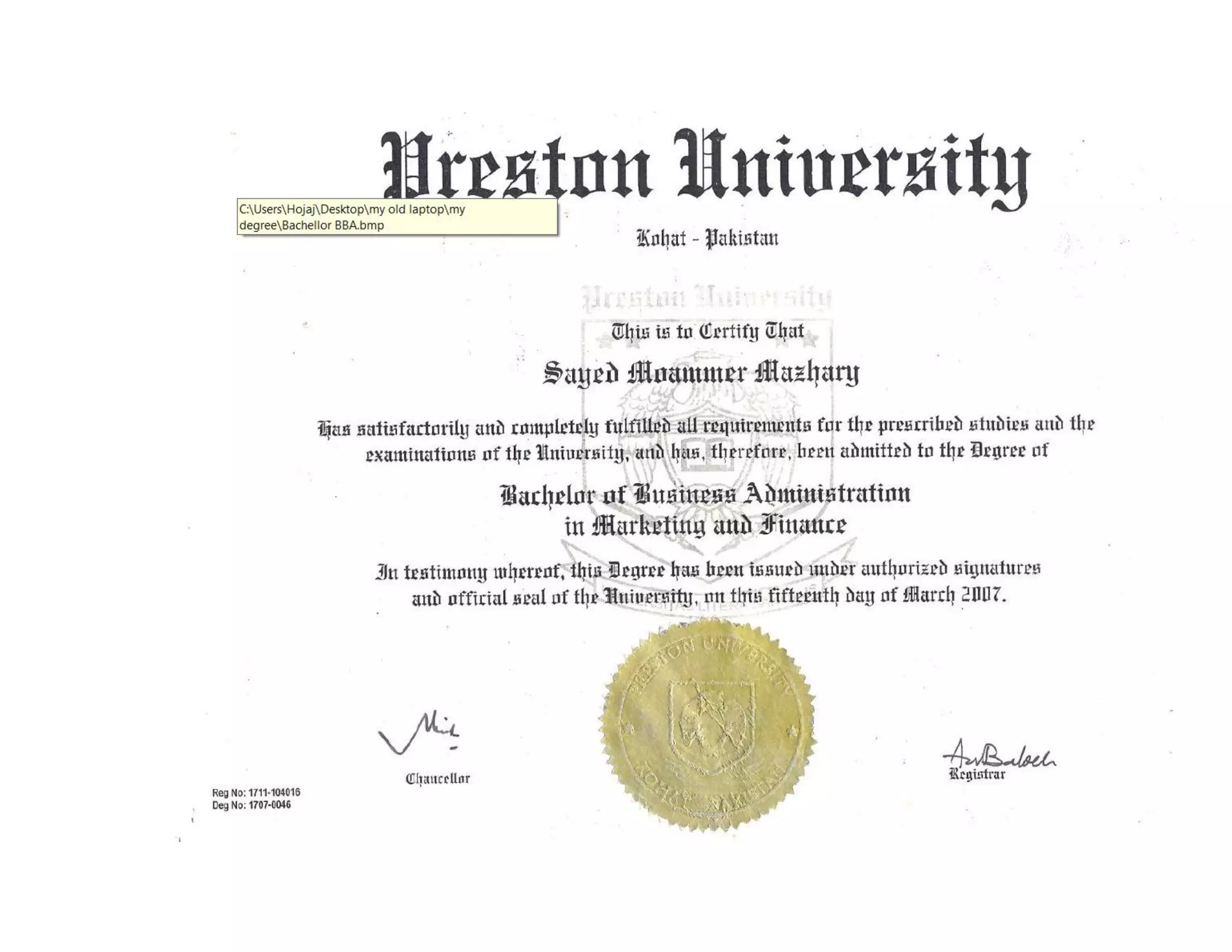 BBA Degree and Transcript | PDF