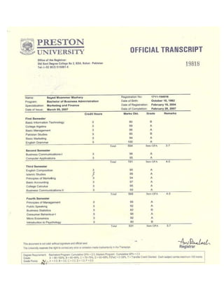 BBA Degree and Transcript | PDF
