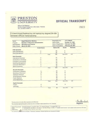 BBA Degree and Transcript | PDF