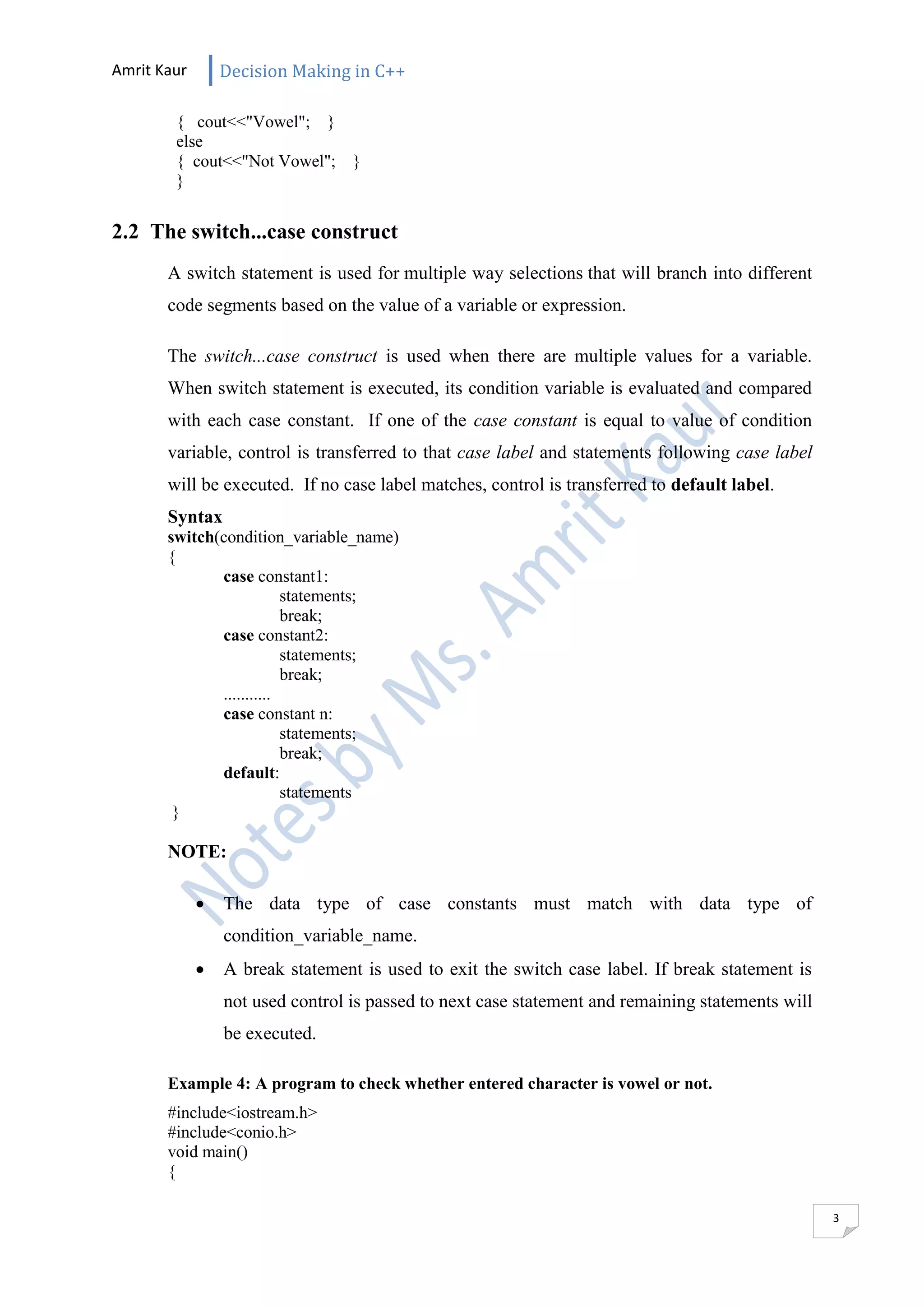 Chapter 2: Conditional Construct in C++ | PDF