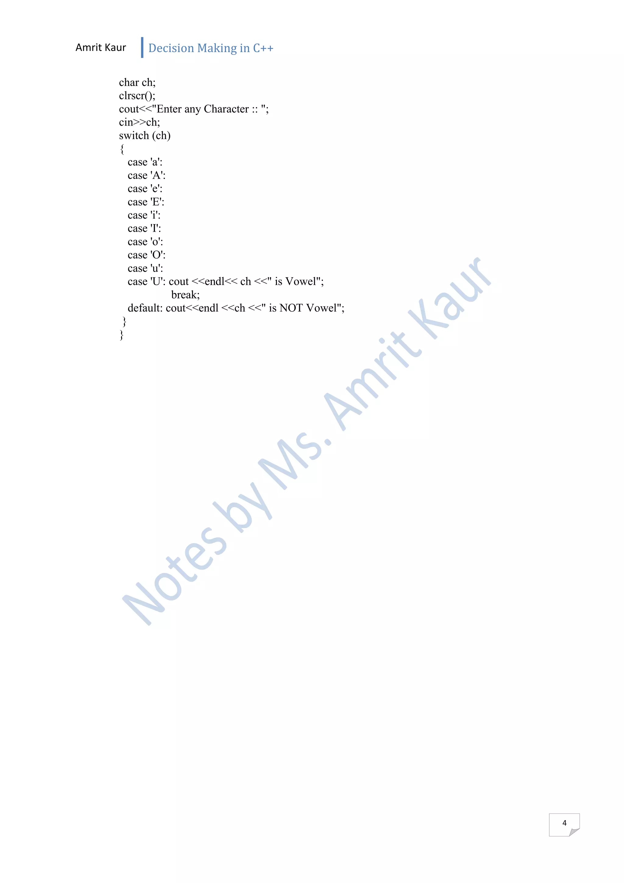 Chapter 2: Conditional Construct in C++ | PDF