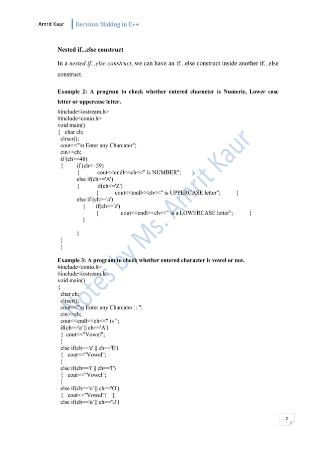 Chapter 2: Conditional Construct in C++ | PDF