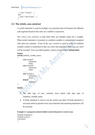 Chapter 2: Conditional Construct in C++ | PDF