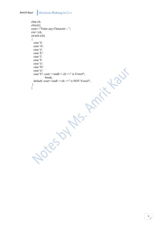 Chapter 2: Conditional Construct in C++ | PDF