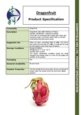 DRAGONFRUIT product specification (sunny field) | PDF