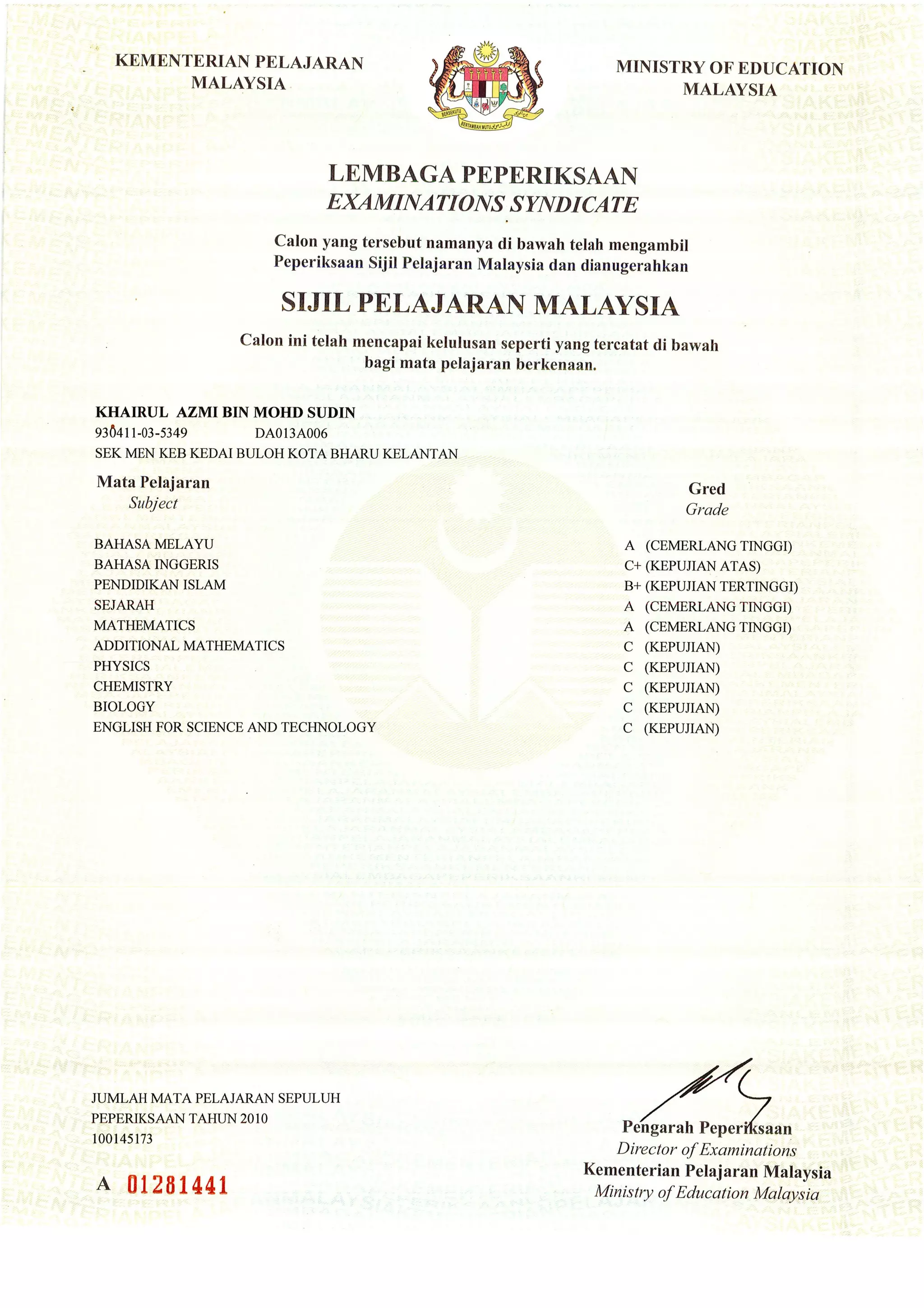 CERTIFICATE OF SPM | PDF